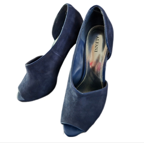 Alfani | Shoes | Alfani Blue Suede Peep Toe 4 Inch Stiletto Heels Shoes ...